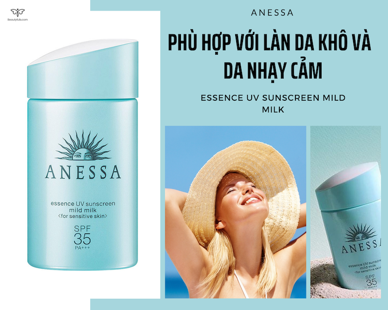 Kem Chống Nắng Anessa Màu Xanh Essence UV Mild Milk 60ml